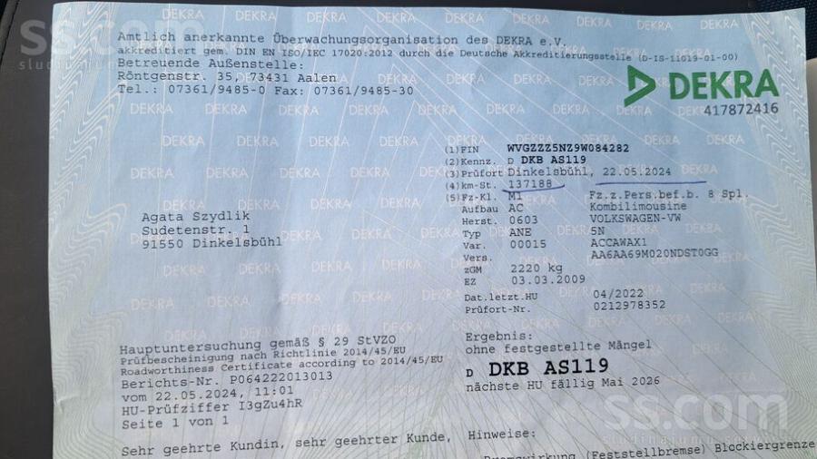Volkswagen Tiguan 2009 Ogre, ar dzinēja tilpumu 2.00 L un nobraukumu 163 tūkst. km par 7350 €, foto 32 vietnē AUTOMOTO.COM.LV