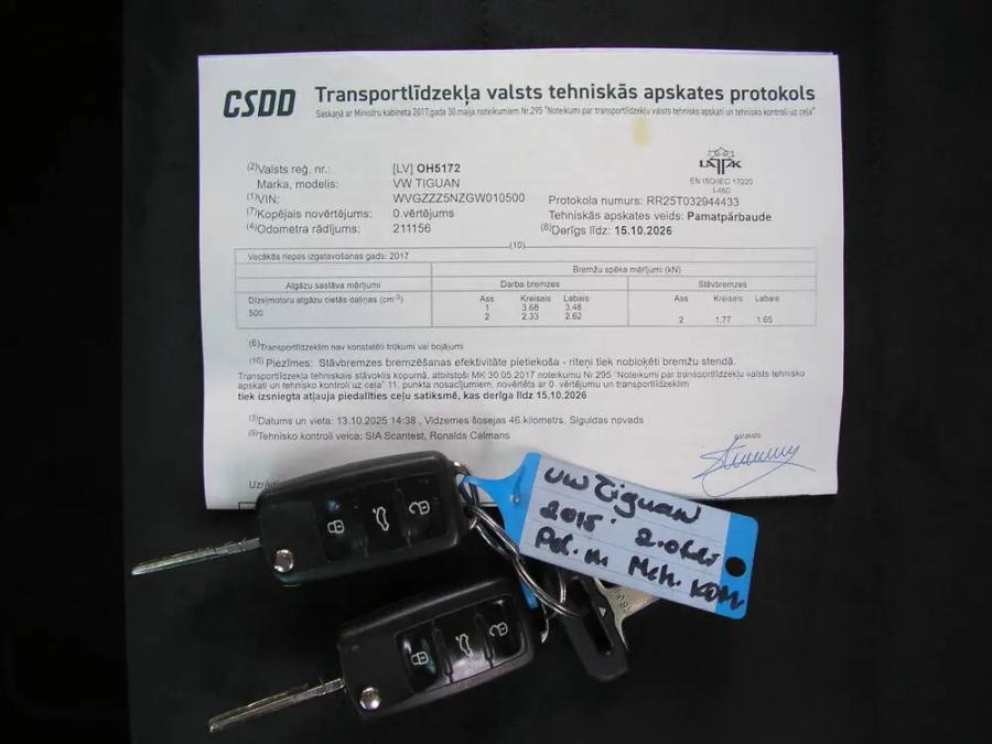 Фольксваген Тигуан 2015 в Сигулда, объемом двигателя 2.00 л и пробегом 211 тыс. км за 11650 €, фото 33 на AUTOMOTO.COM.LV