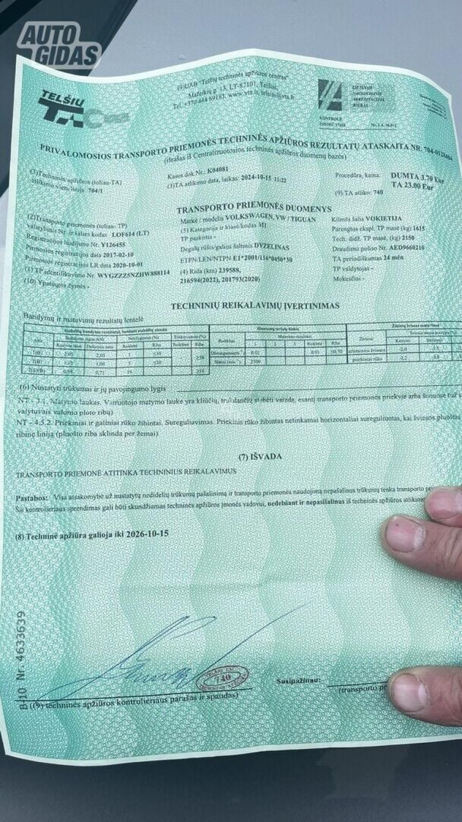 Фольксваген Тигуан 2017 в Скуодас, объемом двигателя 2.00 л и пробегом 253 тыс. км за 11500 €, фото 21 на AUTOMOTO.COM.LV