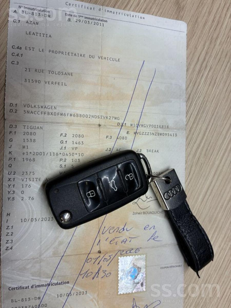 Grey Volkswagen Tiguan 2011 in Daugavpils, with an engine capacity of 2.00 L and mileage of 0 thousand km for 6750 €, photo 24 on AUTOMOTO.COM.LV
