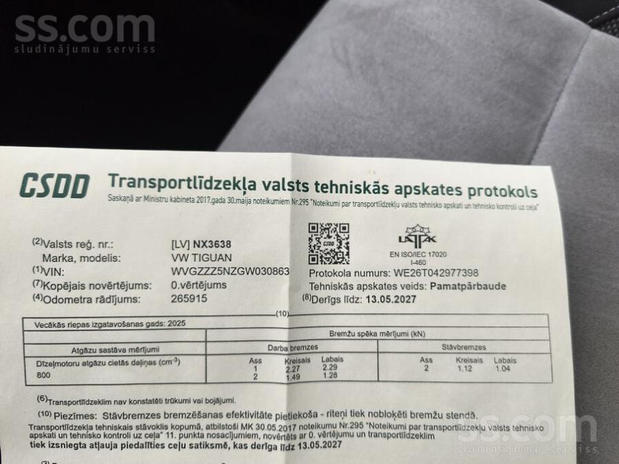 Pelēks Volkswagen Tiguan 2015 Liepāja, ar dzinēja tilpumu 2.00 L un nobraukumu 266 tūkst. km par 12500 €, foto 12 vietnē AUTOMOTO.COM.LV