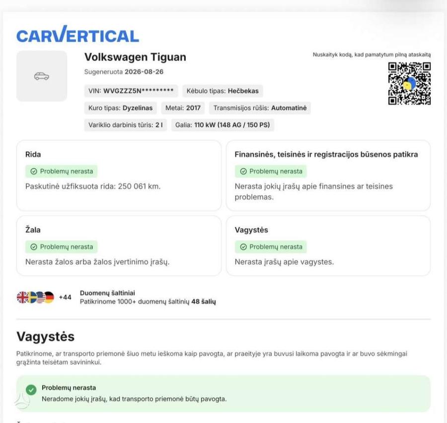 Grey Volkswagen Tiguan 2017 in Prienai, with an engine capacity of 1.97 L and mileage of 258 thousand km for 13350 €, photo 52 on AUTOMOTO.COM.LV