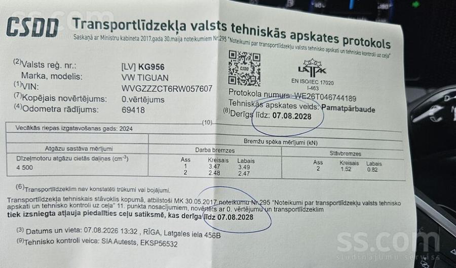 Pelēks Volkswagen Tiguan 2024 Rīga, ar dzinēja tilpumu 2.00 L un nobraukumu 70 tūkst. km par 32000 €, foto 20 vietnē AUTOMOTO.COM.LV