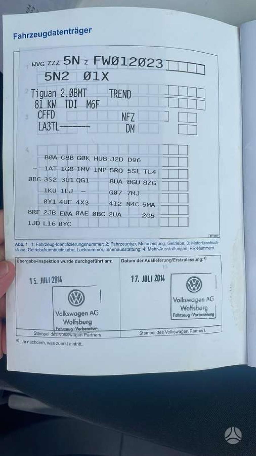 Красный Фольксваген Тигуан 2014 в Юрбаркас, объемом двигателя 1.97 л и пробегом 187 тыс. км за 8499 €, фото 12 на AUTOMOTO.COM.LV