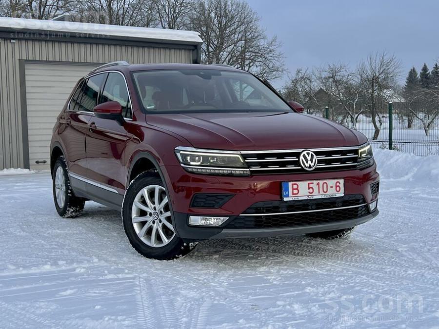 Red Volkswagen Tiguan 2017 in Cesis, with an engine capacity of 2.00 L and mileage of 210 thousand km for 15900 €, photo 1 on AUTOMOTO.COM.LV