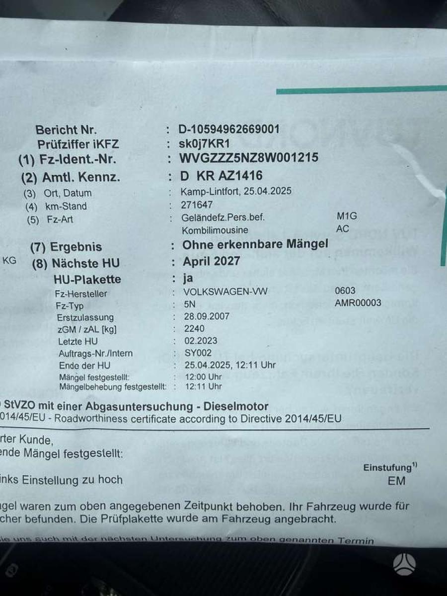 Белый Фольксваген Тигуан 2010 в Юрбаркас, объемом двигателя 1.97 л и пробегом 271 тыс. км за 4850 €, фото 29 на AUTOMOTO.COM.LV