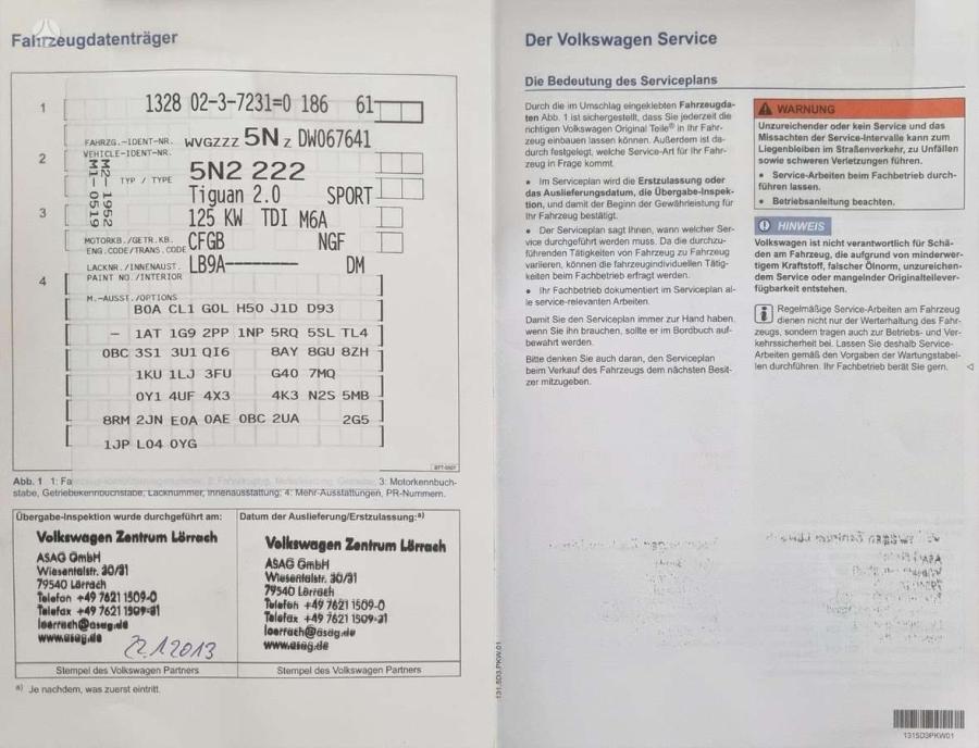 White Volkswagen Tiguan 2013 in Siauliai, with an engine capacity of 1.97 L and mileage of 234 thousand km for 9200 €, photo 36 on AUTOMOTO.COM.LV