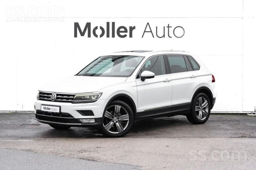 White Volkswagen Tiguan 2016 in Riga, with an engine capacity of 2.00 L and mileage of 110 thousand km for 16650 €, photo 1 on AUTOMOTO.COM.LV