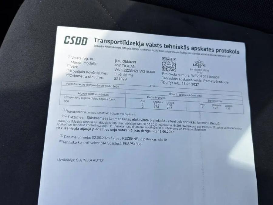 Белый Фольксваген Тигуан 2016 в Резекне, объемом двигателя 2.00 л и пробегом 222 тыс. км за 15900 €, фото 24 на AUTOMOTO.COM.LV
