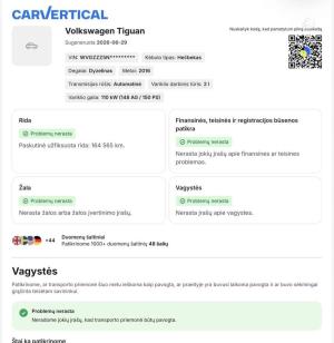 White Volkswagen Tiguan 2016 in Prienai, with an engine capacity of 1.97 L and mileage of 165 thousand km for 14950 €, photo 49 on AUTOMOTO.COM.LV