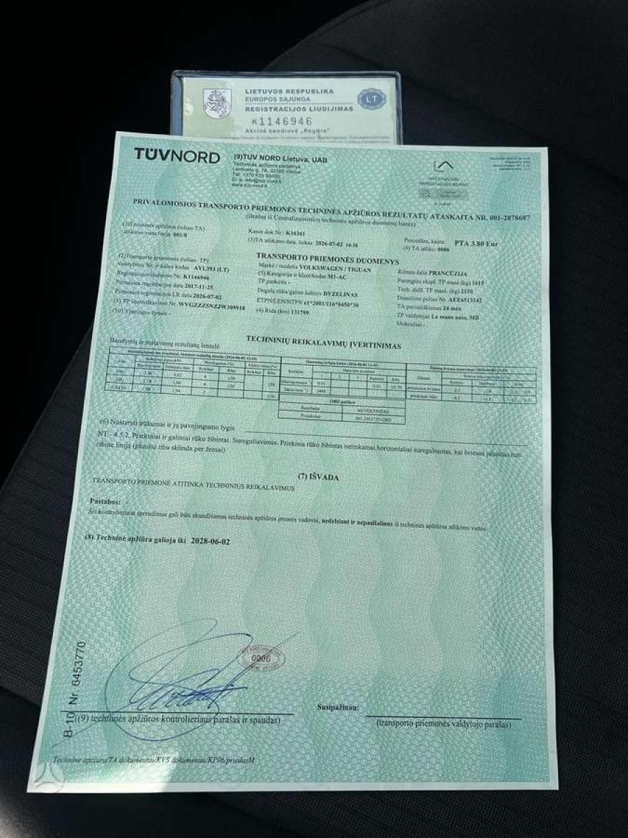 Белый Фольксваген Тигуан 2017 в Вильнюс, объемом двигателя 1.97 л и пробегом 131 тыс. км за 13999 €, фото 22 на AUTOMOTO.COM.LV