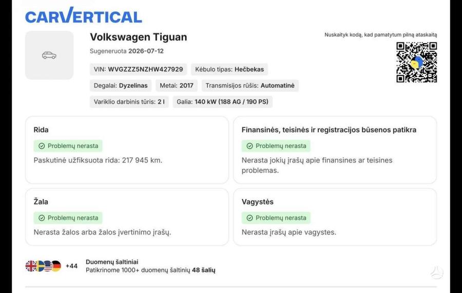 White Volkswagen Tiguan 2017 in Jonava, with an engine capacity of 1.97 L and mileage of 221 thousand km for 16700 €, photo 27 on AUTOMOTO.COM.LV