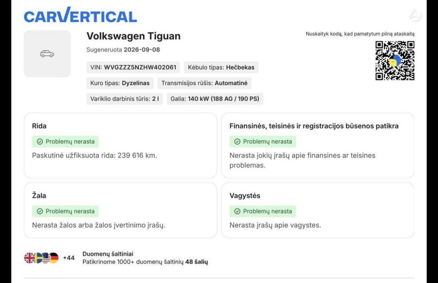 Белый Фольксваген Тигуан 2017 в Ионава, объемом двигателя 1.97 л и пробегом 240 тыс. км за 15950 €, фото 50 на AUTOMOTO.COM.LV