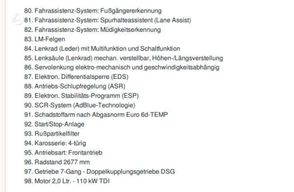 White Volkswagen Tiguan 2020 in Siauliai, with an engine capacity of 1.97 L and mileage of 141 thousand km for 20999 €, photo 9 on AUTOMOTO.COM.LV