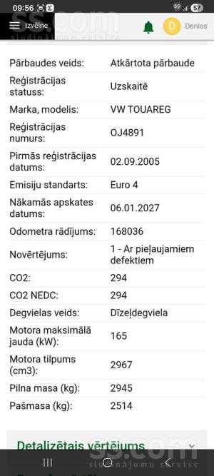 Черный Фольксваген Туарег 2005 в Рига, объемом двигателя 3.00 л и пробегом 169 тыс. км за 4350 €, фото 14 на AUTOMOTO.COM.LV