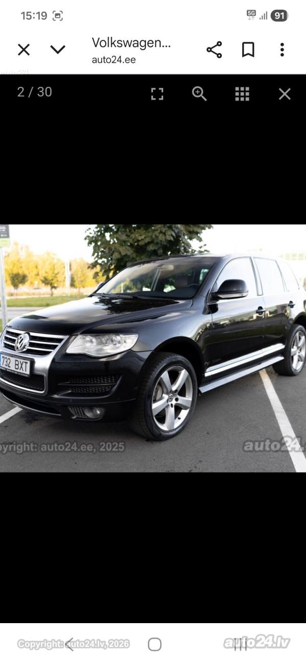 Black Volkswagen Touareg 2007 in Tallinn, with an engine capacity of 3.00 L and mileage of 311 thousand km for 3999 €, photo 6 on AUTOMOTO.COM.LV