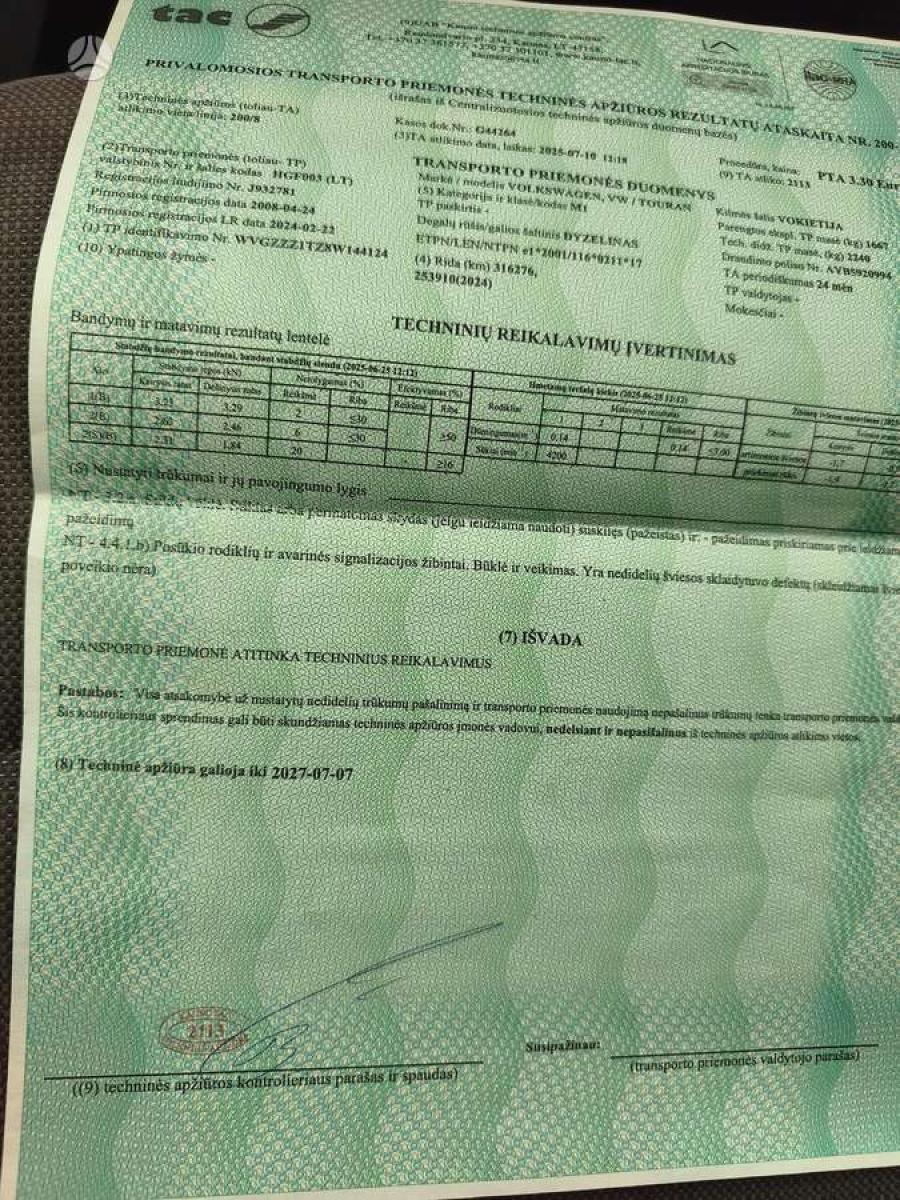 Черный Фольксваген Туран 2008 в Каунас, объемом двигателя 1.97 л и пробегом 355 тыс. км за 2500 €, фото 17 на AUTOMOTO.COM.LV
