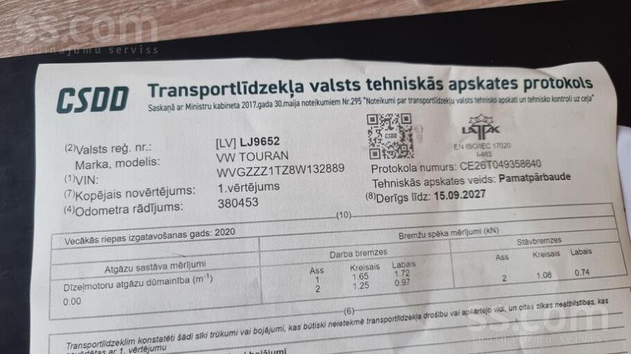 Melns Volkswagen Touran 2008 Cēsis, ar dzinēja tilpumu 1.90 L un nobraukumu 380 tūkst. km par 2200 €, foto 14 vietnē AUTOMOTO.COM.LV