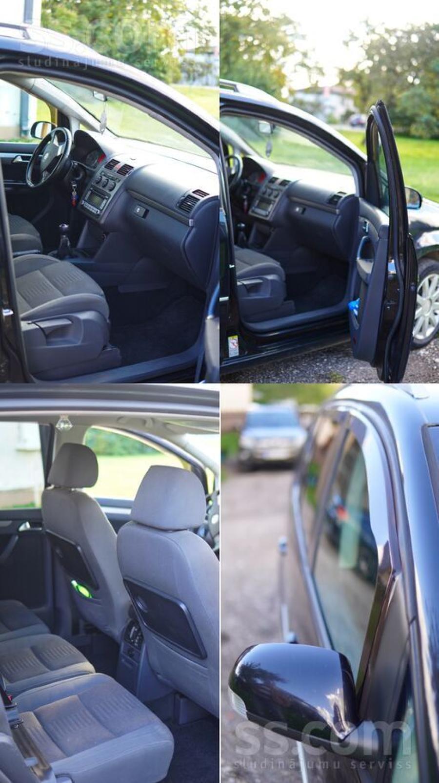 Black Volkswagen Touran 2008 in Riga, with an engine capacity of 1.90 L and mileage of 341 thousand km for 2100 €, photo 4 on AUTOMOTO.COM.LV