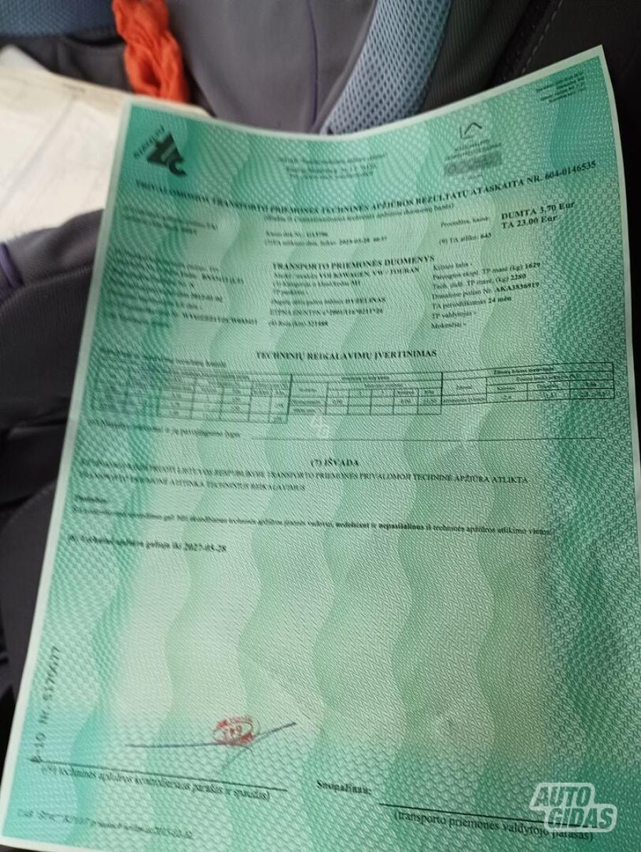 Black Volkswagen Touran 2012 in Kelme, with an engine capacity of 2.00 L and mileage of 326 thousand km for 5100 €, photo 15 on AUTOMOTO.COM.LV