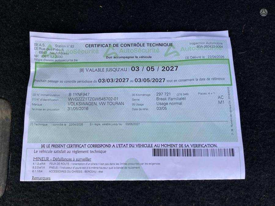 Черный Фольксваген Туран 2016 в Расейняй, объемом двигателя 1.60 л и пробегом 298 тыс. км за 7900 €, фото 22 на AUTOMOTO.COM.LV