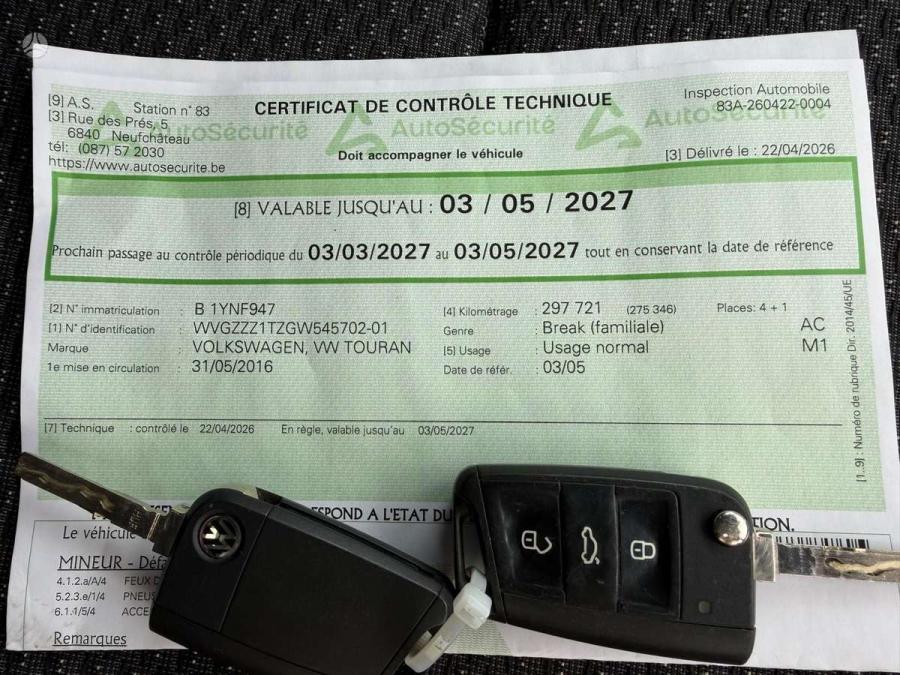 Melns Volkswagen Touran 2016 Raseiniai, ar dzinēja tilpumu 1.60 L un nobraukumu 298 tūkst. km par 7900 €, foto 17 vietnē AUTOMOTO.COM.LV