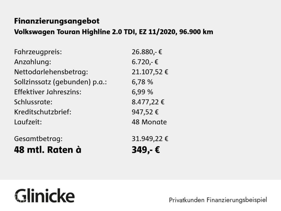 Blue Volkswagen Touran 2020 in Kaunas, with an engine capacity of 2.00 L and mileage of 97 thousand km for 29486 €, photo 2 on AUTOMOTO.COM.LV