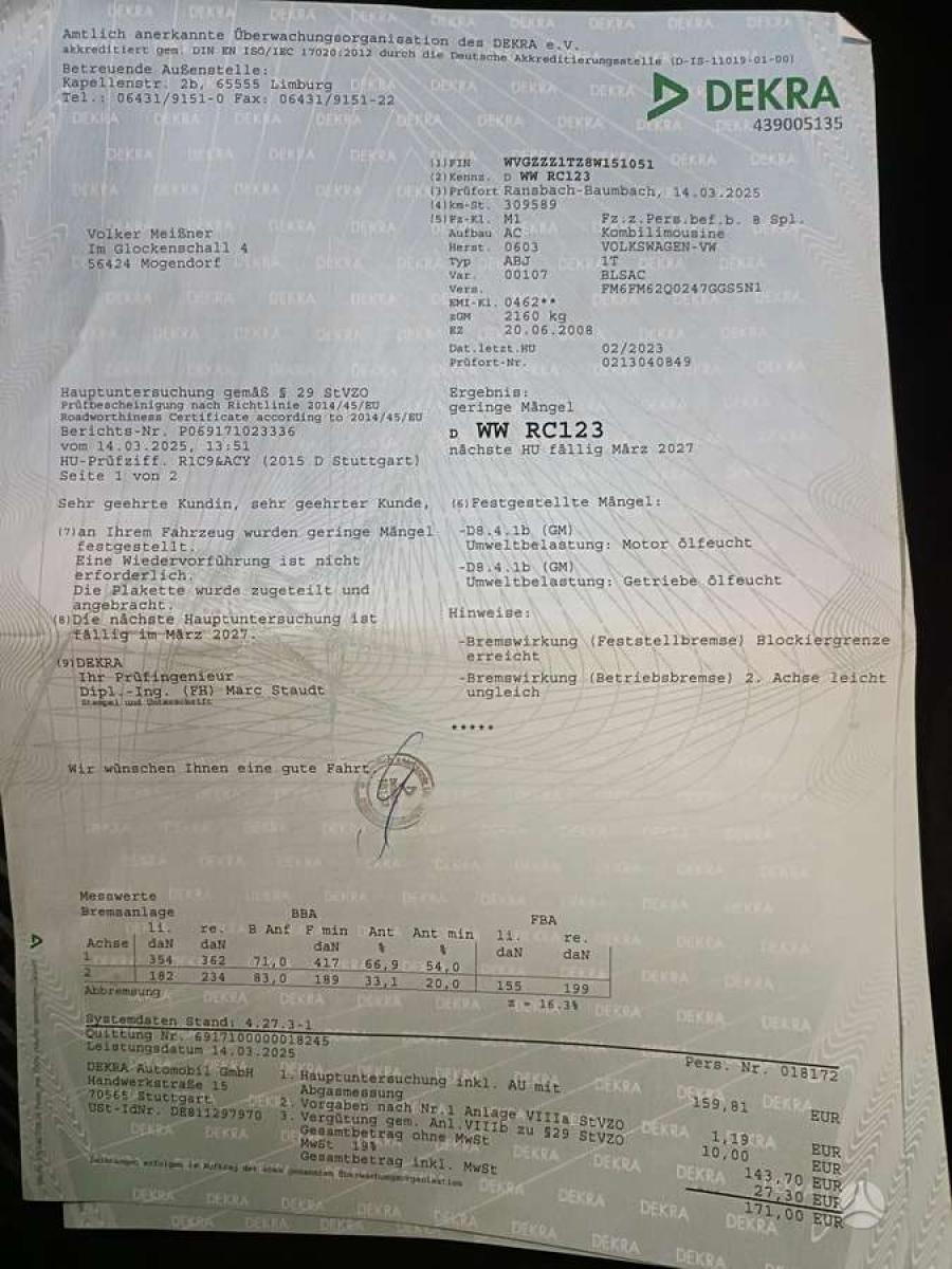 Коричневый Фольксваген Туран 2008 в Клайпеда, объемом двигателя 1.90 л и пробегом 322 тыс. км за 3999 €, фото 28 на AUTOMOTO.COM.LV