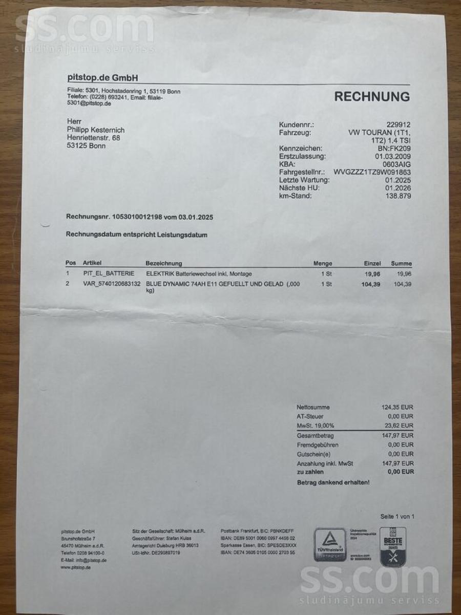 Коричневый Фольксваген Туран 2009 в Рига, объемом двигателя 1.40 л и пробегом 143 тыс. км за 5290 €, фото 34 на AUTOMOTO.COM.LV
