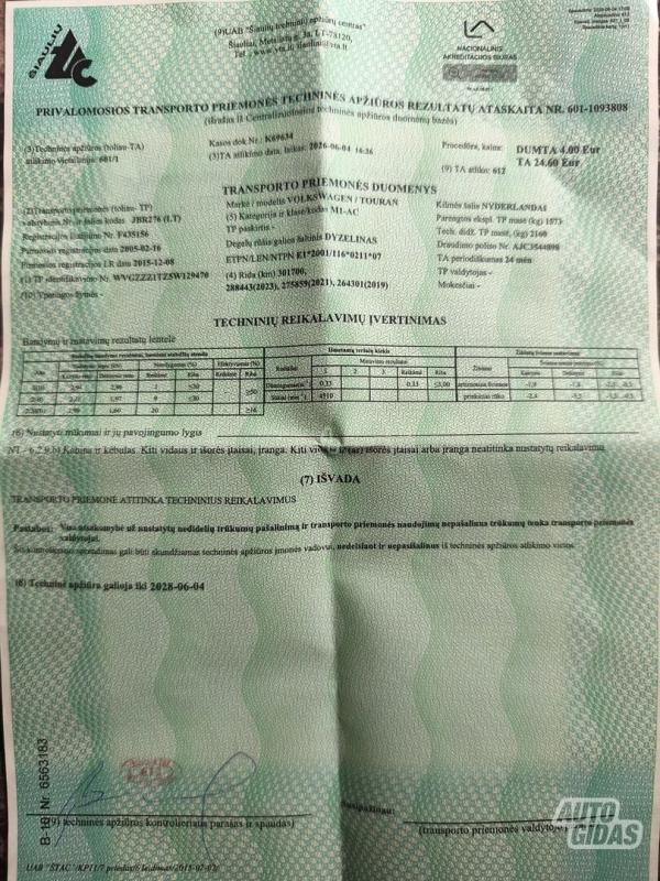 Серый Фольксваген Туран 2005 в Вильнюс, объемом двигателя 1.90 л и пробегом 302 тыс. км за 1700 €, фото 2 на AUTOMOTO.COM.LV