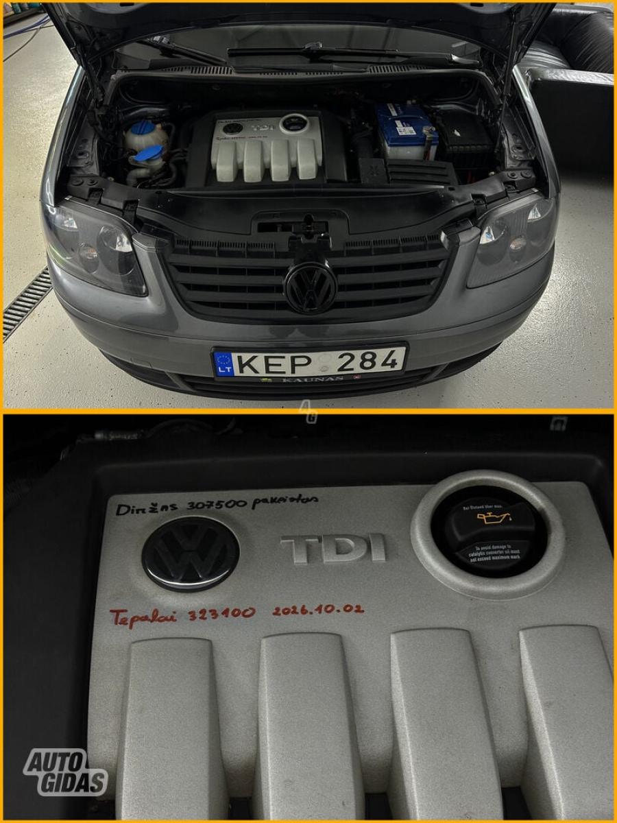 Pelēks Volkswagen Touran 2005 Kauņa, ar dzinēja tilpumu 1.90 L un nobraukumu 323 tūkst. km par 2650 €, foto 19 vietnē AUTOMOTO.COM.LV