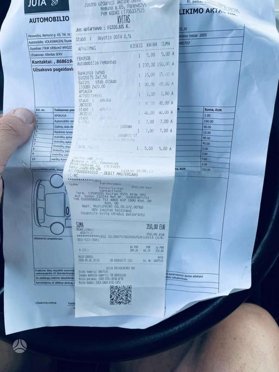 Серый Фольксваген Туран 2006 в Паневежис, объемом двигателя 1.90 л и пробегом 440 тыс. км за 1800 €, фото 16 на AUTOMOTO.COM.LV