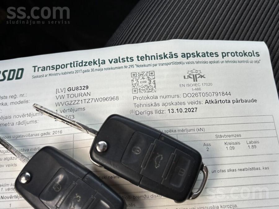 Grey Volkswagen Touran 2007 in Dobele, with an engine capacity of 1.90 L and mileage of 201 thousand km for 2350 €, photo 10 on AUTOMOTO.COM.LV