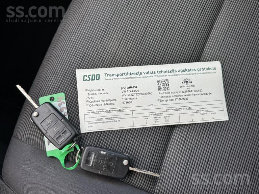 Pelēks Volkswagen Touran 2008 Jelgava, ar dzinēja tilpumu 1.90 L un nobraukumu 0 tūkst. km par 4099 €, foto 17 vietnē AUTOMOTO.COM.LV