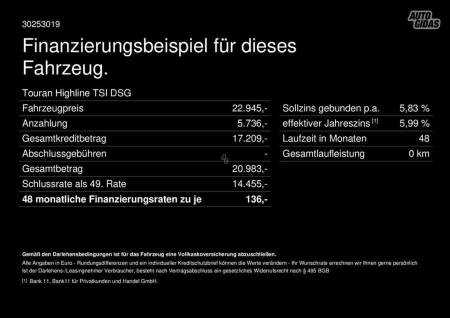 Grey Volkswagen Touran 2019 in Kaunas, with an engine capacity of 1.50 L and mileage of 75 thousand km for 25433 €, photo 14 on AUTOMOTO.COM.LV