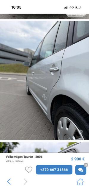 Volkswagen Touran 2006 in Vilnius, with an engine capacity of 1.90 L and mileage of 285 thousand km for 2900 €, photo 12 on AUTOMOTO.COM.LV