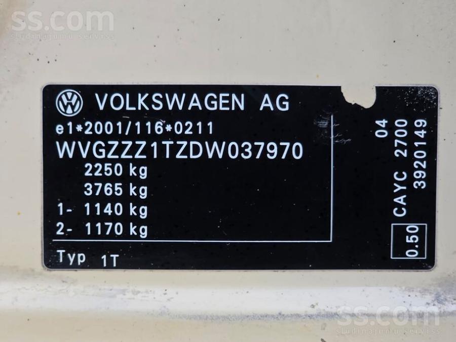 Volkswagen Touran 2013 in Riga, with an engine capacity of 1.60 L and mileage of 434 thousand km for 2450 €, photo 35 on AUTOMOTO.COM.LV