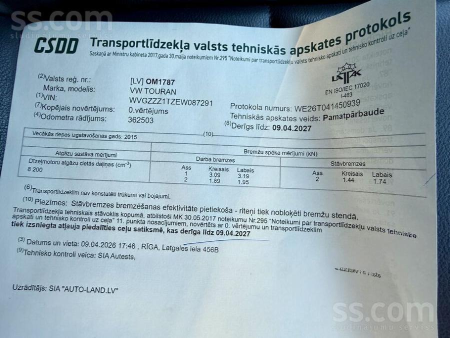 Фольксваген Туран 2014 в Рига, объемом двигателя 1.60 л и пробегом 0 тыс. км за 4990 €, фото 25 на AUTOMOTO.COM.LV