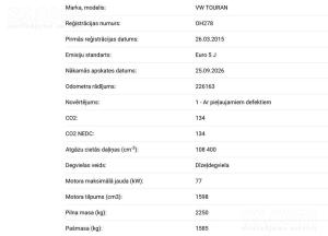 White Volkswagen Touran 2015 in Riga, with an engine capacity of 1.60 L and mileage of 0 thousand km for 6750 €, photo 29 on AUTOMOTO.COM.LV