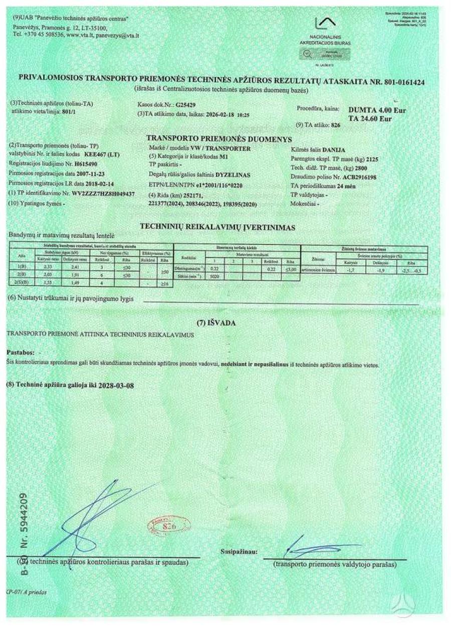 Pelēks Volkswagen Transporter 2007 Biržai, ar dzinēja tilpumu 2.46 L un nobraukumu 252 tūkst. km par 7900 €, foto 17 vietnē AUTOMOTO.COM.LV