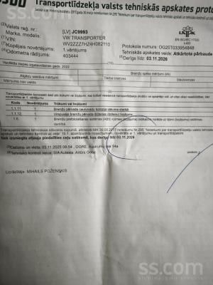 Белый Фольксваген Transporter 2004 в Рига, объемом двигателя 1.90 л и пробегом 410 тыс. км за 2500 €, фото 8 на AUTOMOTO.COM.LV