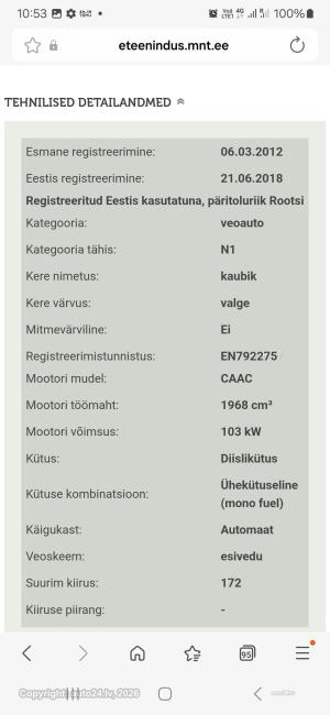 White Volkswagen Transporter 2012 in Voru, with an engine capacity of 2.00 L and mileage of 378 thousand km for 4999 €, photo 11 on AUTOMOTO.COM.LV