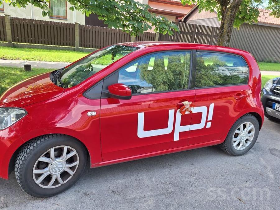 Red Volkswagen Up 2013 in Riga, with an engine capacity of 1.00 L and mileage of 110 thousand km for 2026 €, photo 1 on AUTOMOTO.COM.LV