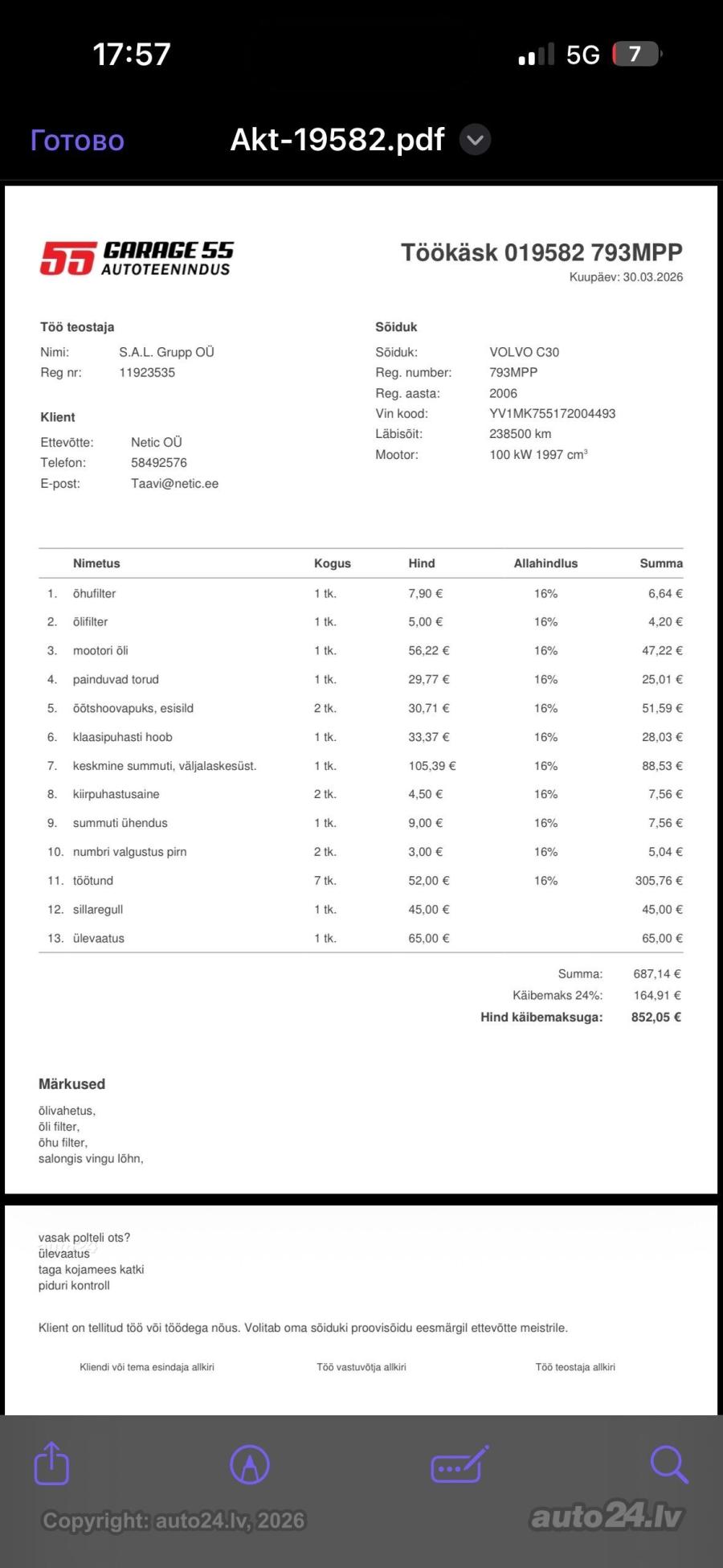 Melns Volvo C30 2006 Tallina, ar dzinēja tilpumu 2.00 L un nobraukumu 239 tūkst. km par 3000 €, foto 2 vietnē AUTOMOTO.COM.LV