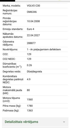 Черный Вольво Ц30 2008 в Рига, объемом двигателя 1.60 л и пробегом 285 тыс. км за 3200 €, фото 21 на AUTOMOTO.COM.LV
