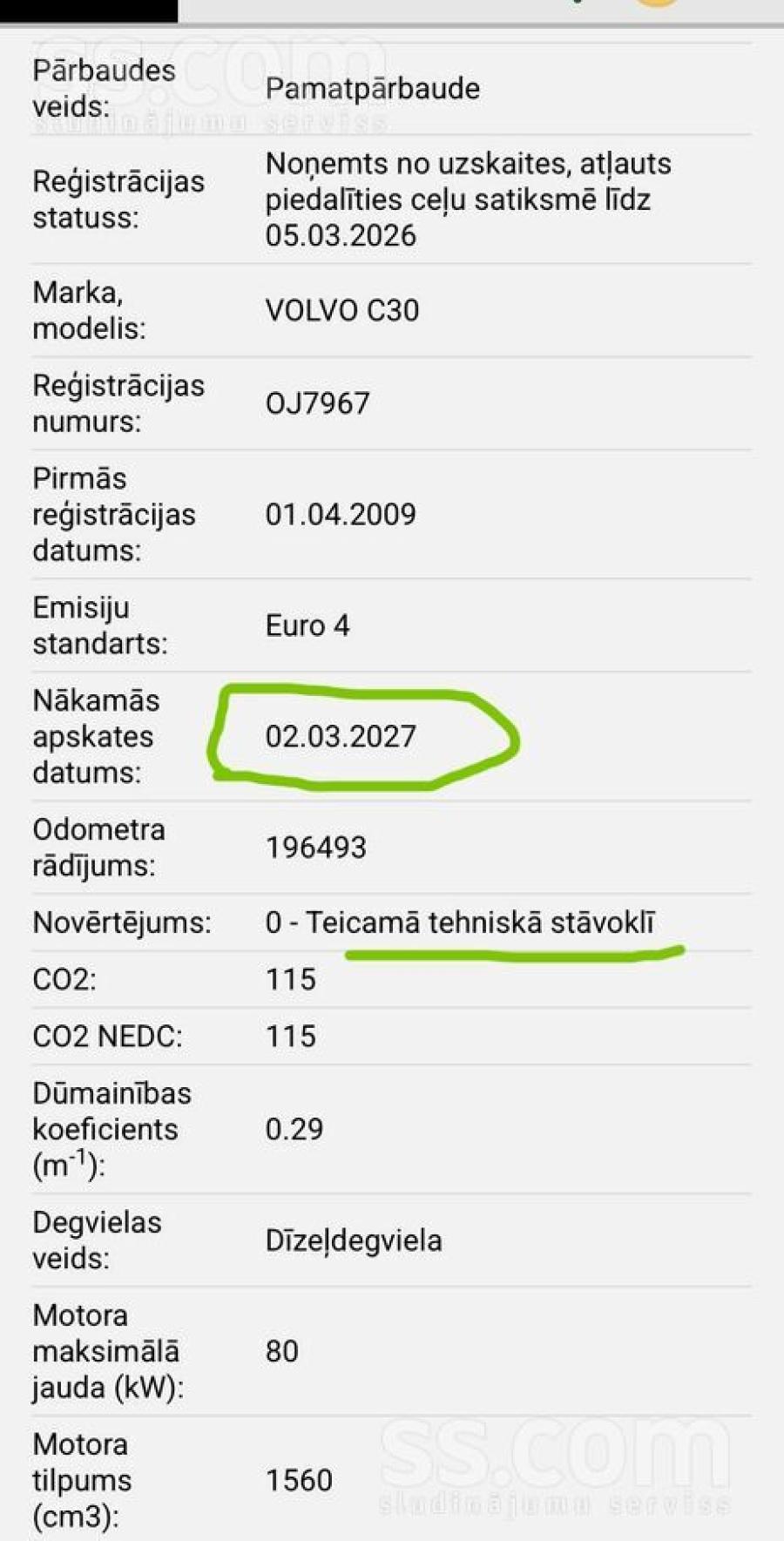 Pelēks Volvo C30 2009 Rīga, ar dzinēja tilpumu 1.60 L un nobraukumu 196 tūkst. km par 2790 €, foto 21 vietnē AUTOMOTO.COM.LV