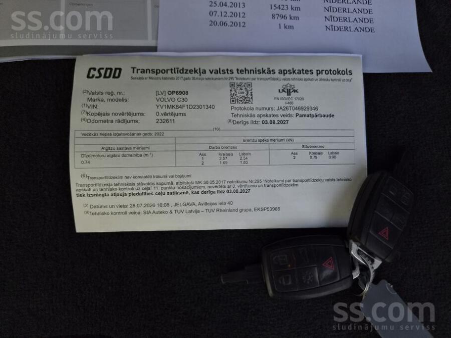 Серый Вольво Ц30 2012 в Елгава, объемом двигателя 1.60 л и пробегом 0 тыс. км за 4350 €, фото 24 на AUTOMOTO.COM.LV