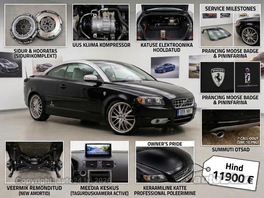 Black Volvo C70 2009 in Tallinn, with an engine capacity of 2.40 L and mileage of 202 thousand km for 11900 €, photo 23 on AUTOMOTO.COM.LV