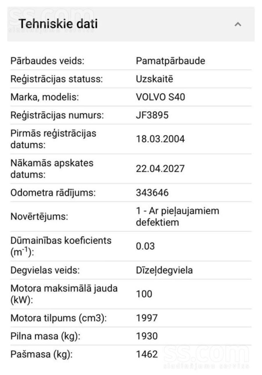 Melns Volvo S40 2004 Ventspils, ar dzinēja tilpumu 2.00 L un nobraukumu 344 tūkst. km par 2000 €, foto 3 vietnē AUTOMOTO.COM.LV