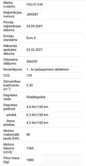 Melns Volvo S40 2007 Kuldīga, ar dzinēja tilpumu 1.60 L un nobraukumu 372 tūkst. km par 1700 €, foto 14 vietnē AUTOMOTO.COM.LV